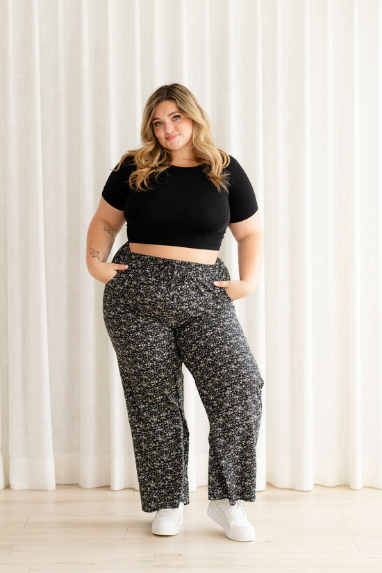 Pantalons à taille élastique fleuri - nuit bohème – ROSE